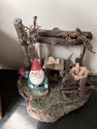 DECORAZIONE IN LEGNO GNOMO CANDELA fatta a mano