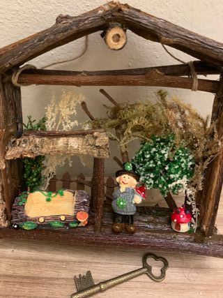 DECORAZIONE DA APPENDERE IN LEGNO PORTAFORTUNA fat