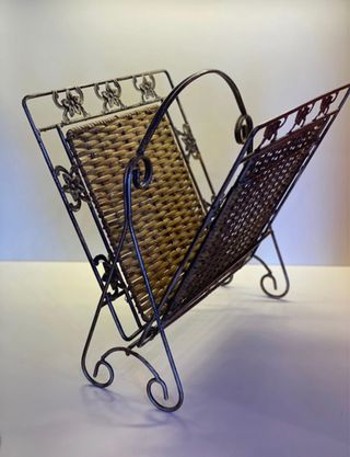 Portariviste vintage vimini e ferro battuto