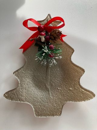 Piattino in vetro porta cioccolatini natalizio