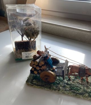 Carro con contadino + albero per  presepe