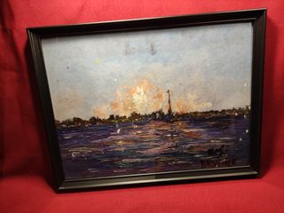 QUADRO OLIO SU TAVOLA TRAMONTO DI ROSA BEVIONE