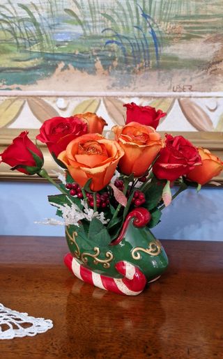 Slitta natalizia con fiori