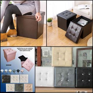 POUF CONTENITORE IN ECOPELLE