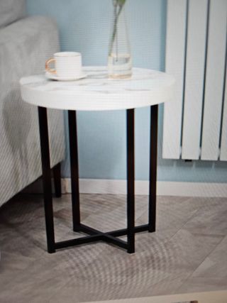 HOMCOM Tavolino da Caffè Rotondo con Base a X in M