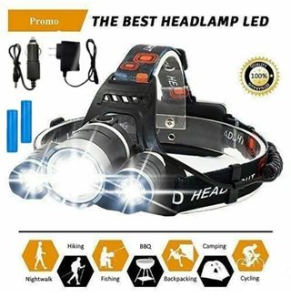 Lampada frontale + tester + 10 pile 18650