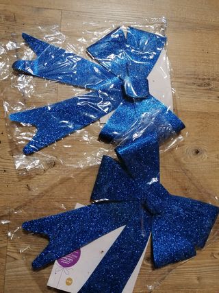 Fiocco blu decorazioni natalizie x2