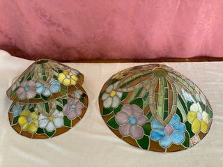 trittico di paralumi in tiffany