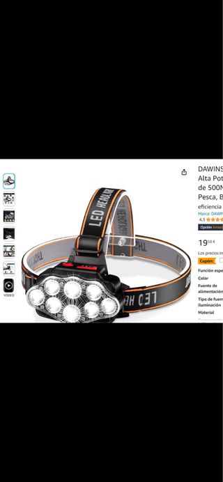 Lampe Frontale Torcia Frontale LED 1800mah