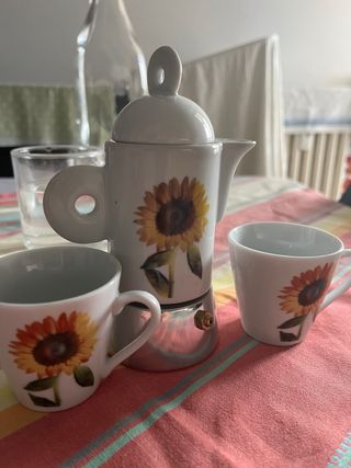 caffettiera in porcellana con tazzine