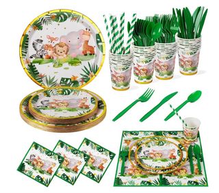 192 Pezzi Animali della Giungla Stoviglie per Fest