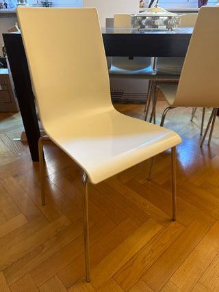 6 sedie pranzo bianco e acciaio