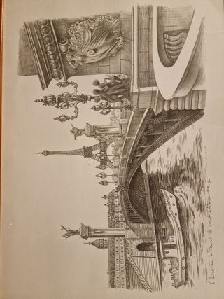 Disegno parigi a matita con cornice