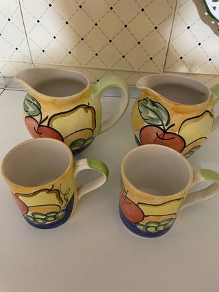 Set tazze e bicchieri ceramica decorati