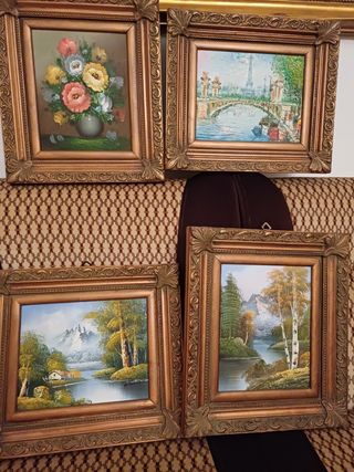 4 bellissimi quadri con cornice in legno