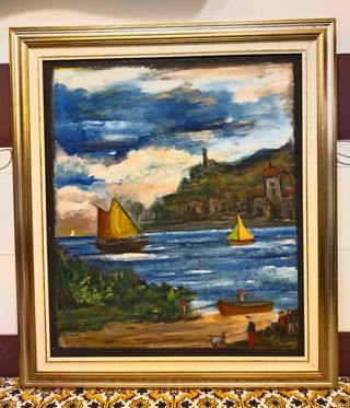 Quadro firmato olio su tela paesaggio marino 60x70