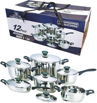 BATTERIA DI PENTOLE BAVARIA 12 PEZZI IN ACCIAIO IN