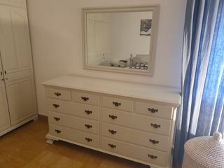 Comò e specchio legno bianco