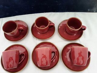 set 6 Tazzine Caffè con piattino Rosso Malaga