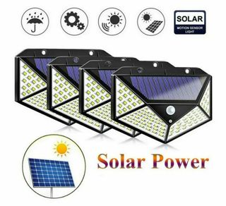 4PEZZI FARETTO PANNELLO SOLARE 100 LED SENSORE