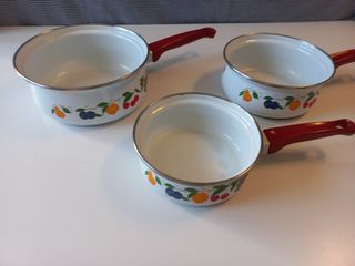 Padelle set 3 con manico country smaltat