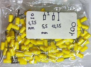 200 puntalini elettrici da crimpare 1,25 mm gialli