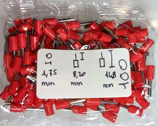 200 puntalini elettrici da crimpare 1,75 mm rossi