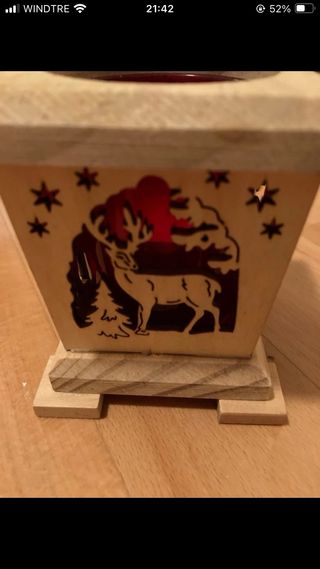 lanterna in legno natalizia portacandela