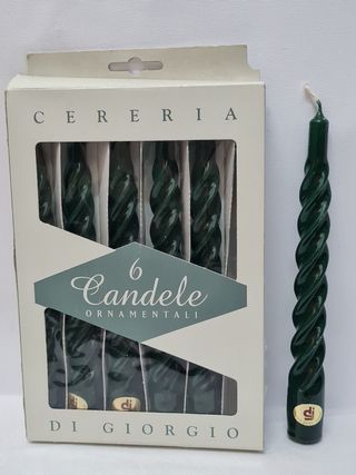 6 candele torciglione verdi