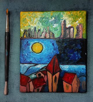 Dipinto in miniatura originale 12 cm