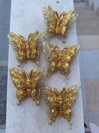Set 5 farfalle dorate per albero