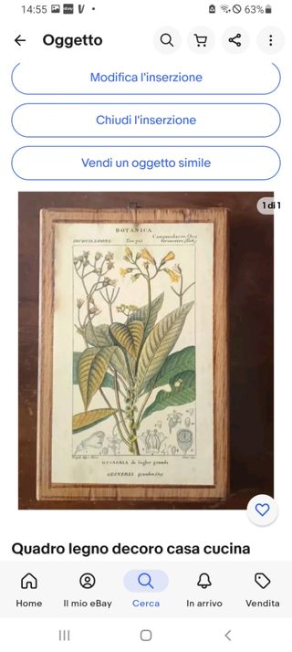 Botanica quando legno decoro vintage