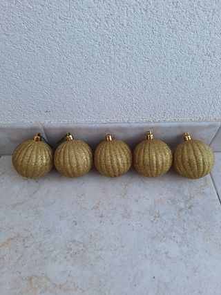 Set di 5 palline dorate per albero