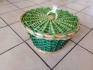 Cesta vimini con coperchio rotonda