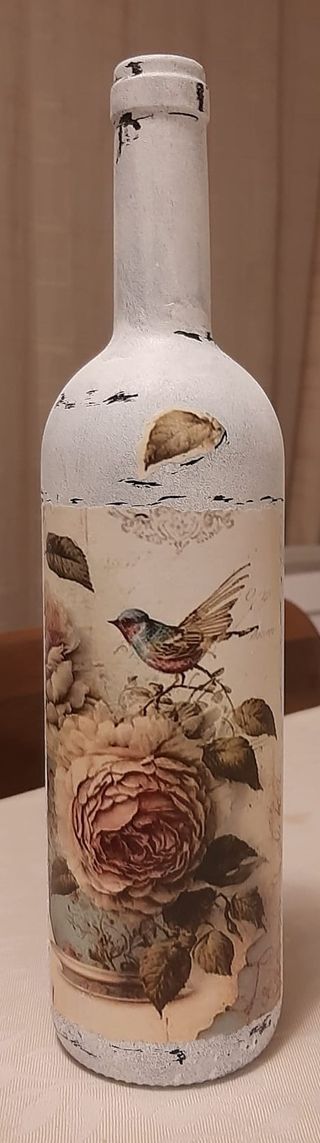 Bottiglia in vetro dipinta a mano