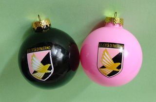 N.2 palle di Natale 8 cm Palermo calcio Rosanero