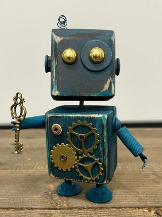 Statuetta robot steampunk handmade