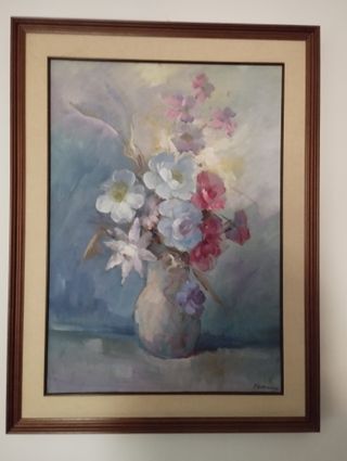 QUADRO DIPINTO SU TELA RAFFIGURANTE UN VASO FIORI