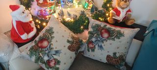 Cuscini natalizi fiocco pigne gobelin