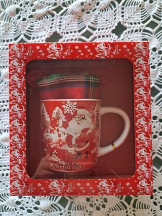Set natalizio tazza, cucchiaino e strofinaccio