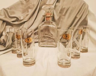Set whisky con 6 bicchieri vintage anni 70