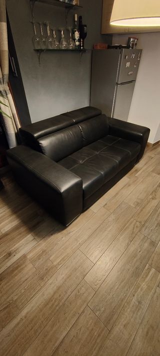 Divano ecopelle Nero 175x100