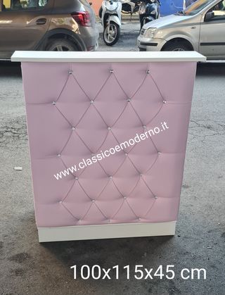 Bancone reception ecopelle rosa e bianco
