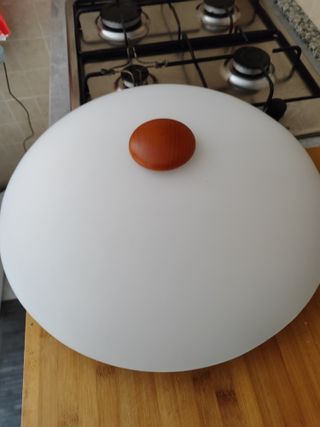 plafoniera tonda con inserto ciliegio