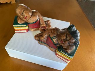 Coppia di reggilibri in legno - fatto a mano