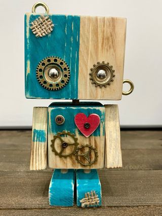 Statuetta robot steampunk handmade