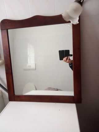 specchio in legno da bagno vintage anni 70
