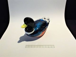 Scultura in vetro pieno Paperetta con foglia Argen