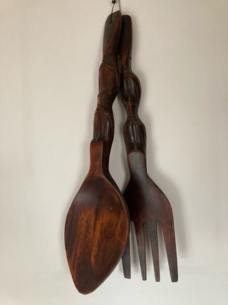 Posate giganti in legno da parete