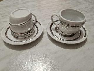 Set 2 tazzine da caffé con piattini in ceramica